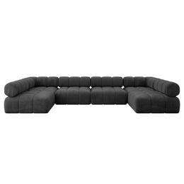 WOHNLANDSCHAFT modulares Sofa Garvo-U2 - 380x190x70 cm Schwarz Velours