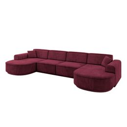 WOHNLANDSCHAFT MARI-U2-v3 - 388x171x83 cm Bordeaux Velours