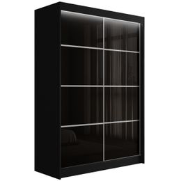 KLEIDERSCHRANK PEKA III mit LED - 150 cm - Schwarz
