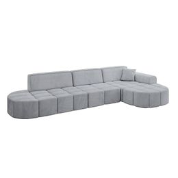 ECKSOFA Ottomane Rechts LIVO-L2 - 337x173x79,5 cm Hellgrau
