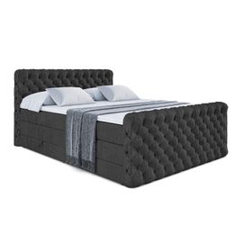 BOXSPRINGBETT BOXI8-Z KING - 160x200 - H3/H4 - Schwarz