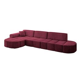 ECKSOFA Ottomane Links LIVO-L2 - 337x173x79,5 cm Bordeauxrot