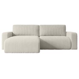 ECKSOFA mit Schlaffunktion und Bettkasten KLEEA-L - 247x143x83 cm Creme Cord