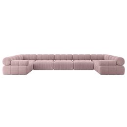 WOHNLANDSCHAFT modulares Sofa Birno-U3 - 475x190x70 cm Rosa Cord