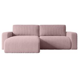 ECKSOFA mit Schlaffunktion und Bettkasten KLEEA-L - 247x143x83 cm Rosa Cord