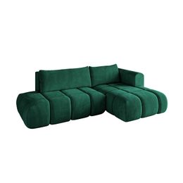 ECKSOFA Ottomane Rechts CLOUD-L 280x185x90 Dunkelgr&uuml;n Velours