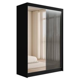 KLEIDERSCHRANK VESLI mit LED - 120 cm - Schwarz|Grau