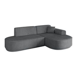 ECKSOFA Ottomane Rechts MARI-L1-v3 - 243x171x83 cm Dunkelgrau Cord