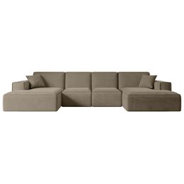 WOHNLANDSCHAFT SIERRA-U - 349x169x80 cm Braun Velours