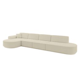 ECKSOFA Ottomane Links MARI-L3-v3 - 413x171x83 cm Beige Boucl&eacute;