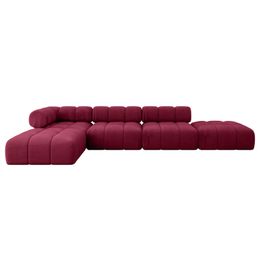 ECKSOFA modulares Sofa Kerru-L2 - 380x190x70 cm Bordeauxrot Velours