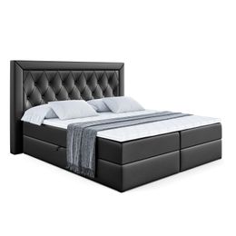BOXBETT mit H3-Matratze und Lattenrost - NOEL - 140x200 Schwarz Hochglanz