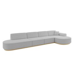 ECKSOFA Ottomane Rechts MARI-L3-v2 - 413x171x83 cm Hellgrau Boucl&eacute;