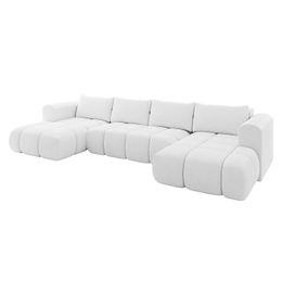 WOHNLANDSCHAFT CLOUD-U 405x185x90 Wei&szlig; Boucl&eacute;