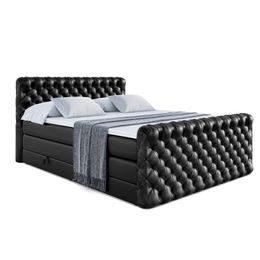 BOXSPRINGBETT BOXI8-Z KING - 140x200 - H3/H4 - Schwarz Hochglanz