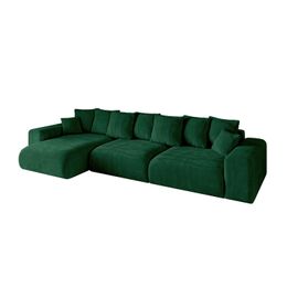 ECKSOFA Ottomane links ESKAR-L2 364x176x72 Dunkelgr&uuml;n Cord