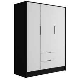 KLEIDERSCHRANK mit Fl&uuml;gelt&uuml;ren KOLIN 150x200cm Schwarz / Wei&szlig;
