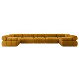 WOHNLANDSCHAFT modulares Sofa Birno-U3 - 475x190x70 cm Senfgelb Cord
