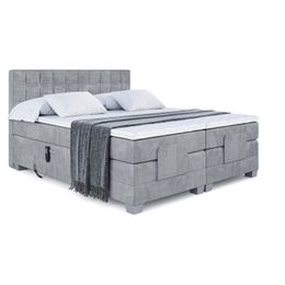 BOXSPRINGBETT elektrisch verstellbar mit 2 Matratzen H4/Taschenfederung OSTO EL 180 x 200 Hellgrau