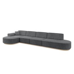 ECKSOFA Ottomane Links MARI-L3-v1 - 413x171x83 cm Dunkelgrau Cord