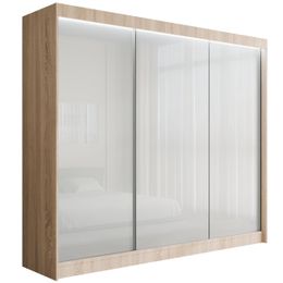 KLEIDERSCHRANK PEKA mit LED - 250 cm - Sonoma Eiche|Wei&szlig;