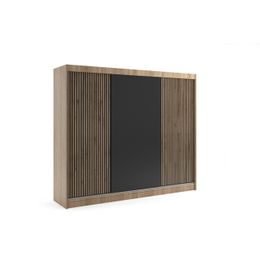 KLEIDERSCHRANK VILAN mit Lamel/LED - 250 cm - Sonoma Eiche|Eiche Wotan