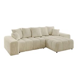 ECKSOFA Ottomane rechts ENIL-L 297x189x68 Beige Velours