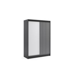 KLEIDERSCHRANK VILAN mit Lamel/LED - 150 cm - Schwarz