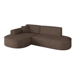 ECKSOFA Ottomane Links MARI-L1 - 243x171x79 cm Braun Velours