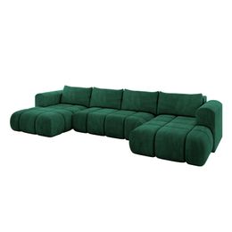 WOHNLANDSCHAFT CLOUD-U 405x185x90 Dunkelgr&uuml;n Velours