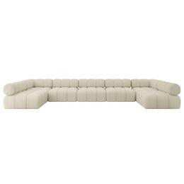 WOHNLANDSCHAFT modulares Sofa Garvo-U3 - 475x190x70 cm Beige Boucl&eacute;