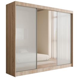 KLEIDERSCHRANK VESLI - 250 cm - Sonoma Eiche|Wei&szlig;