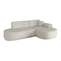 ECKSOFA Ottomane Rechts MARI-L1-v3 - 243x171x83 cm Creme Cord