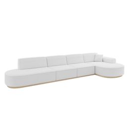 ECKSOFA Ottomane Rechts MARI-L3-v1 - 413x171x83 cm Wei&szlig; Boucl&eacute;