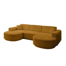 WOHNLANDSCHAFT MARI-U1-v3 - 303x171x83 cm Senfgelb Cord