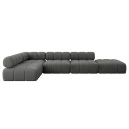 ECKSOFA modulares Sofa Favio-L2 - 380x190x70 cm Dunkelgrau Velours
