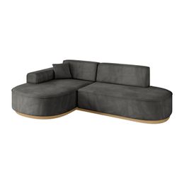 ECKSOFA Ottomane Links MARI-L1-v2 - 243x171x83 cm Dunkelgrau Velours