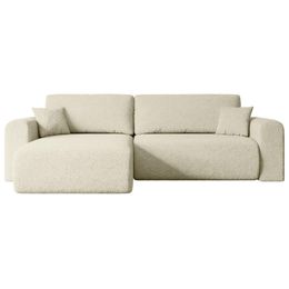ECKSOFA mit Schlaffunktion und Bettkasten ORRO-L - 272x145x83 cm Beige Boucl&eacute;