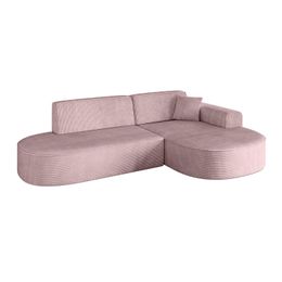ECKSOFA Ottomane Rechts MARI-L1 - 243x171x79 cm Rosa Cord