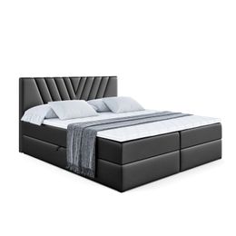 BOXBETT mit Matratze H4 und Lattenrost - ERNINA - 140x200 cm - H4 - Schwarz Hochglanz