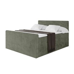 BOXSPRINGBETT mit Matratze H3|H4 und Lattenrost - TOLO-Z KING 140x200 Cord - Olive