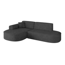 ECKSOFA Ottomane Links MARI-L1 - 243x171x79 cm Dunkelgrau Velours
