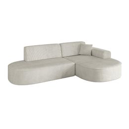 ECKSOFA Ottomane Rechts MARI-L1 - 243x171x79 cm Creme Cord
