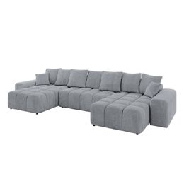 WOHNLANDSCHAFT ENIL-U 401x189x68 Hellgrau Velours