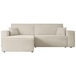 ECKSOFA mit Schlaffunktion und Bettkasten CELTIC-XL - 277x143x83 cm Beige Velours