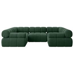 WOHNLANDSCHAFT modulares Sofa Birno-U1 - 285x190x70 cm Gr&uuml;n Cord