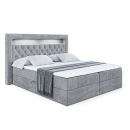 BOXBETT LED mit H3-Matratze und Lattenrost - NOEL GOLD - 140x200 Grau