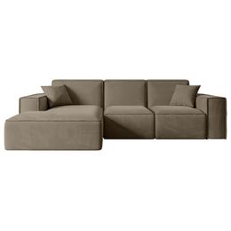 ECKSOFA Ottomane Links SERRA-L - 266x169x80 cm Braun Velours