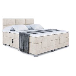 BOXSPRINGBETT elektrisch verstellbar mit 2 Matratzen H4/Taschenfederung PROT EL 140 x 200 Creme