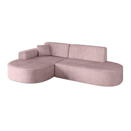 ECKSOFA Ottomane Links MARI-L1 - 243x171x79 cm Rosa Cord